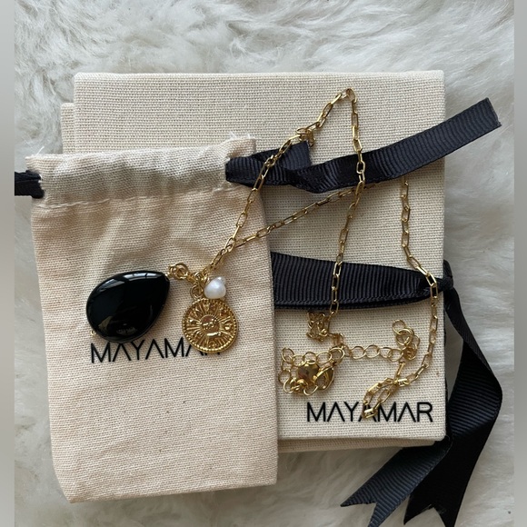 Mayamar | Jewelry | New Mayamar Black And Gold Necklace | Poshmark
